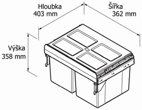 In-Design Odpadkový koš GATOR šířka 400 mm 2x16l