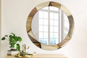 Kulaté dekorativní zrcadlo Geometrické 3d dřevo fi 70 cm