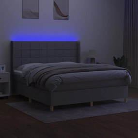 Box spring postel s matrací a LED světle šedá 180x200 cm textil 3138893
