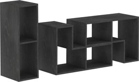 HOMCOM Mobilní TV stojan 75" s 2 L-polici a obdélníkovou policí, Moderní TV stojan z DTD pro obývací pokoj, 134-180x30,5x44 cm, Černý | Aosom