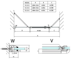 Polysan FORTIS LINE sprchové dveře do niky trojdílné 1500mm, čiré sklo, levé FL1515L