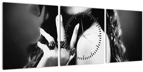 Obraz - Nádherná žena (s hodinami) (90x30 cm)