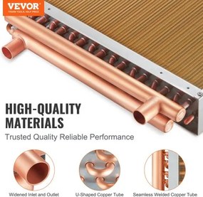 45,7 × 50,8 cm výměník tepla voda/vzduch 3řadý 9,5 mm měděné porty 242 žeber