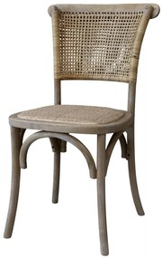 Přírodní dřevěná židle s ratanovým výpletem Old French chair - 45*40*88 cm