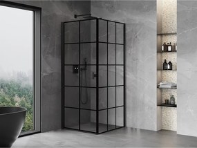 Mexen Mist-B, 1-křídlý ​​výklopný sprchový kout levý 80 x 80 cm, černá mřížka, černý - 8A2T-080-080-70-77-L