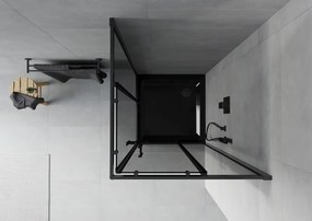 Mexen Rio čtvercový sprchový kout 80 x 80 cm, grafit, černý + vanička Flat, černá - 860-080-080-70-40-4070B