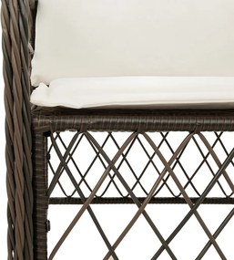 3dílný bistro set s poduškami hnědý polyratan 3212117