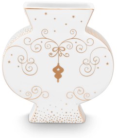 Pip Studio Royal Winter porcelánová váza 15,5x4,5x16,5 cm, bílá (Porcelánová váza)