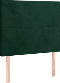 Čelo postele s LED tmavě zelená 90x5x118/128 cm samet 3122183