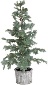 Zelený vánoční stromek Fleur s 80 LED světýlky a košíkem – Ø 60*120 cm
