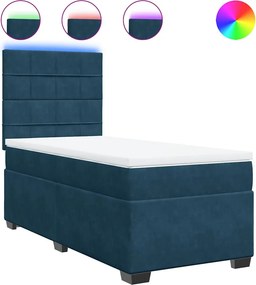 Box spring postel s matrací modrá 80 x 200 cm samet 3293066