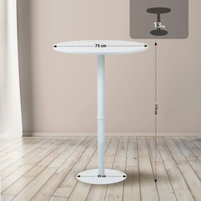 Barový stůl Hereford kulatý 75 cm – bílá/bílá