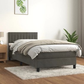 Box spring postel s matrací tmavě šedá 90x190 cm samet 3141396