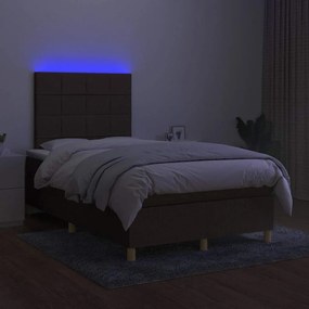 Box spring postel s matrací a LED tmavě hnědá 120x190 cm textil 3270249