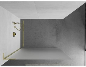 Mexen Kioto L, sprchová zástěna Walk-In 90 x 200 cm, 8mm sklo námraza, zlatý lesklý profil, 800-090-103-50-30