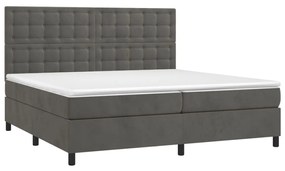Box spring postel s matrací a LED tmavě šedá 200x200 cm samet,  3136384
