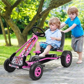 Costway Pedal Go-Kart Pedálové šlapací auto Dětské auto s pedálem Růžové, růžový