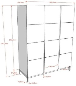 Bílá dětská šatní skříň 149x196x58 cm Eva – Vipack