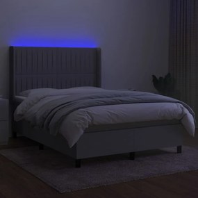 Box spring postel s matrací a LED světle šedá 140x200 cm textil 3138477