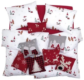 SCANquilt povlečení SATÉN PLUS santa bíločervenozelená 140 x 200/70 x 90 cm