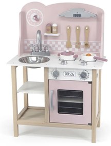 Viga Dětská dřevěná kuchyňka s příslušenstvím růžová