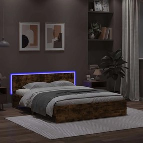 Rám postele s čelem a LED osvětlením kouřový dub 160 x 200 cm 3207599