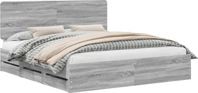 Rám postele s čelo Šedá Sonoma 200 x 200 cm Inženýrské dřevo 3412565