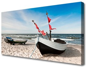 Obraz na plátně Loďka Pláž Krajina 120x60 cm