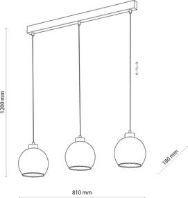 LED Lustr na lanku DEVI 3xE27/15W/230V černá/čirá