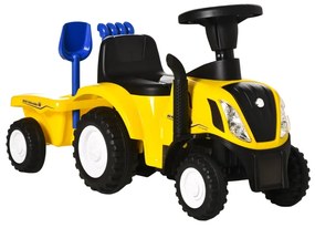 HOMCOM Dětské odrážedlo traktor s přívěsem, žluté