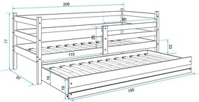 Falco Postel s přistýlkou Norbert II 90x200 borovice/bílá