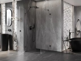 Mexen Lunar-B, výklopný sprchový kout levý 100 x 100 cm, 8mm čiré sklo, černý profil, 832-100-100-70-00-L