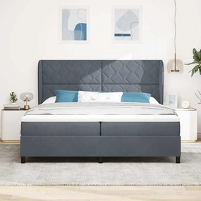 Postel s boxspringem s čelo Tmavě šedá 200 x 200 cm samet 3341001