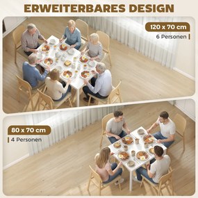 HOMCOM Rozkládací jídelní stůl 80-120 cm pro 4-6 osob, prostorově úsporný kuchyňský stůl s jednoduchou rozkládací funkcí, přírodní