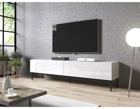 TV stolek Koda 200 s kovovým rámem, Barva: bílý / bílý lesk + černý
