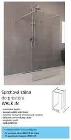 Mereo Novea sprchová stěna WALK IN 130 x 200 cm sklo čiré aluchrom CK10607H
