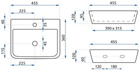 Keramické umyvadlo závěsné/na desku REA REMI, bílé