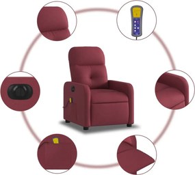 Elektrické masážní polohovací křeslo vínové textil 3206789