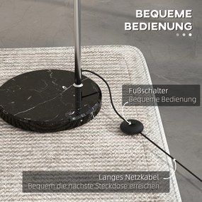 HOMCOM Stojací lampa, 40 W, 100-115L x 30W x 170-180H cm, výškově nastavitelná, otočná, oblouková lampa s žárovkou, patice E27, stříbrná | Aosom