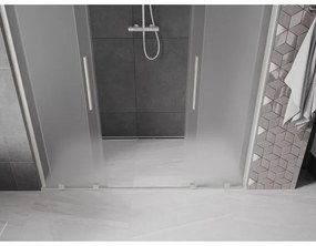Mexen Velar L Duo, posuvné sprchové dveře do otvoru 170 cm, 8mm sklo námraza, broušená ocel, 871-170-003-32-97