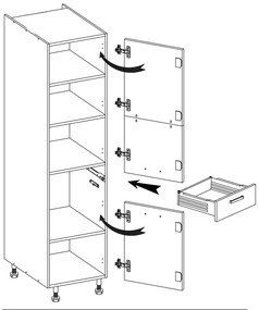 INFINITY s | vysoká skříňka 19D potravinová | 40 cm | artisan/šedá mat