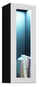 Vitrína Zigo sklo 90, Osvětlení: osvětlení LED - modré, Barva: černý / černý lesk