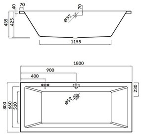 Cersanit Intro akrylátová vana 180x80cm + nožičky, bílá, S301-222