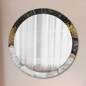 Kulaté dekorativní zrcadlo Mramor a zlato fi 90 cm