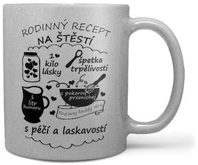 Hrnek Rodinný recept – stříbrný (Náplň hrníčku: Žádná)