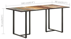 vidaXL Jídelní stůl 160 cm masivní regenerované dřevo