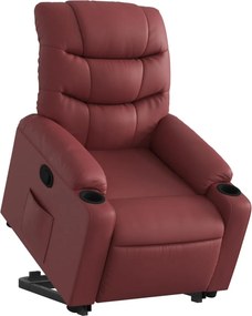 Zvedací polohovací křeslo vínové umělá kůže 3206603