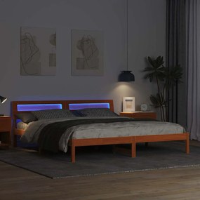 Rám postele s čelo Hnědá 200 x 200 cm Masivní borové dřevo 3385744