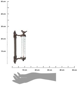 Nástěnný teploměr Bird, 27x5,5 cm, litina hnědá