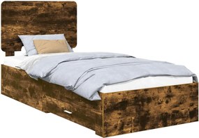 Rám postele s čelo Kouřový dub 90 x 190 cm Kompozitní dřevo 3412841